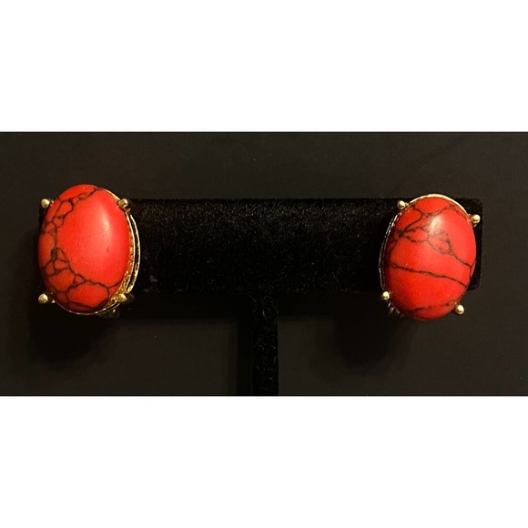 Monet | Jewelry | Monet Vintage Gold Tone Red Stone Clip Earrings With ...